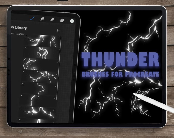 Procreate Lightning Brushes, Realistic Lightning Flash Brushes, Thunderstroke, Transparent ...