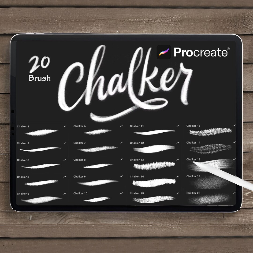20 Chalk Brushes for Procreate, Procreate Brush Set, Chalk Brushes ...