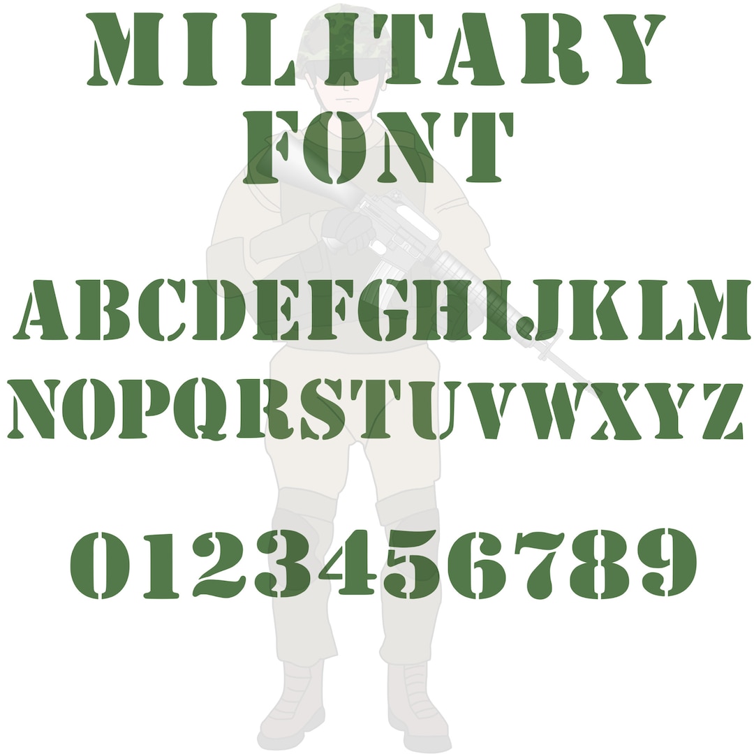Army Stencil Font SVG, Stencil Font SVG, Stencil Alphabet, Army Font ...