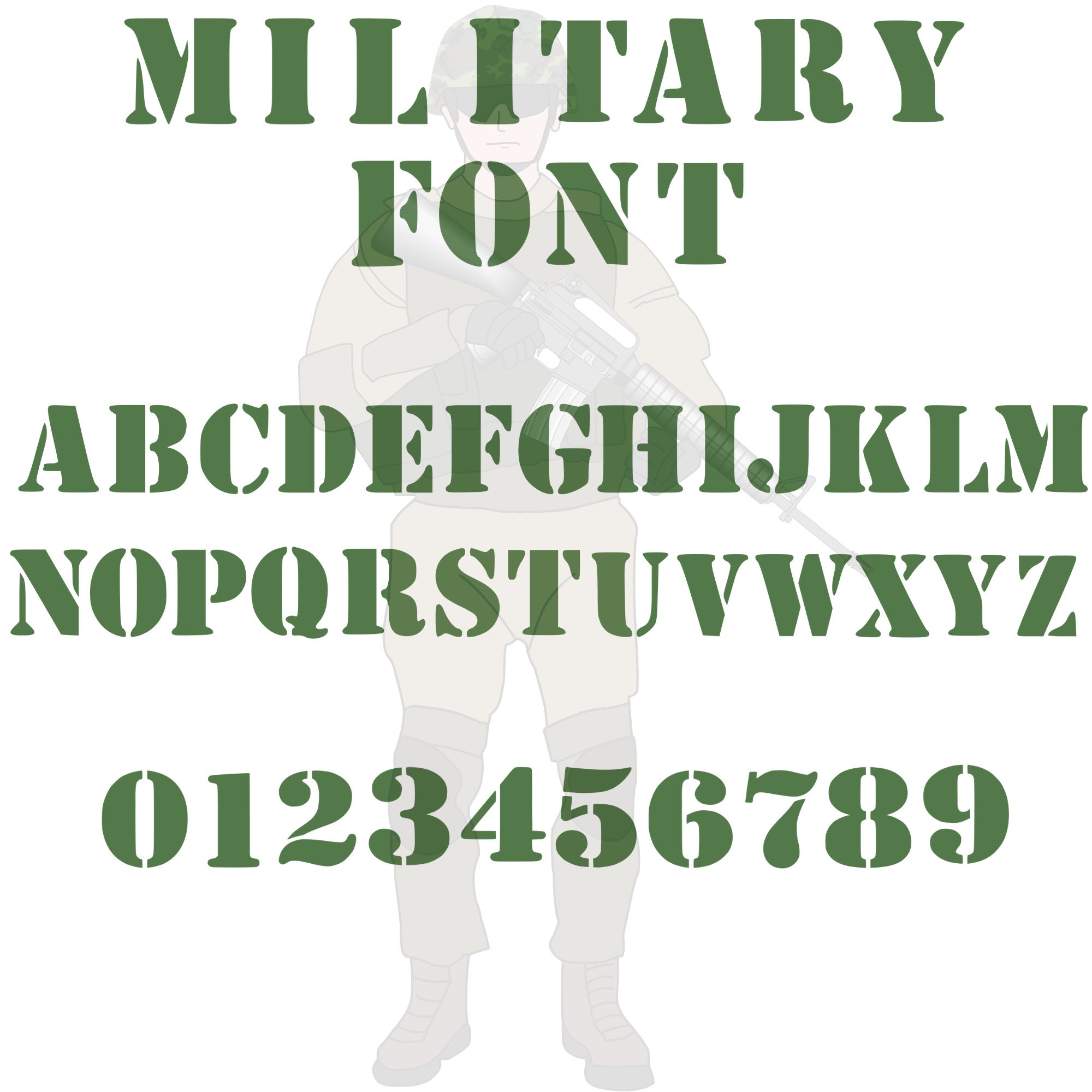 Army Stencil Font SVG, Stencil Font SVG, Stencil Alphabet, Army Font ...