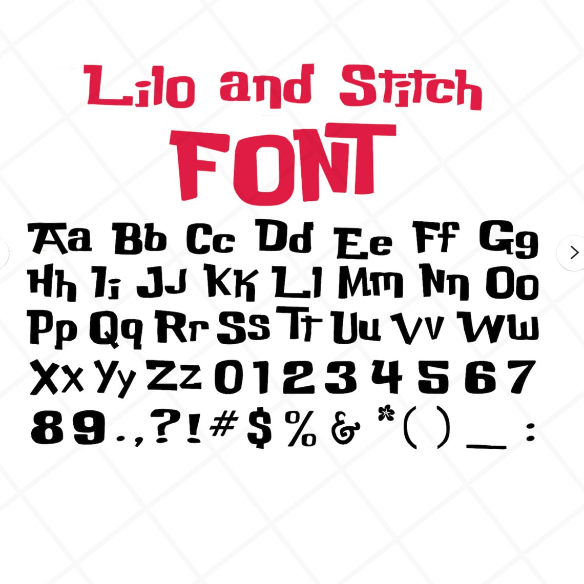 Lilo and Stitch FONT TTF, Lilo and Stitch Alphabet TTF, Lilo and Stitch ...