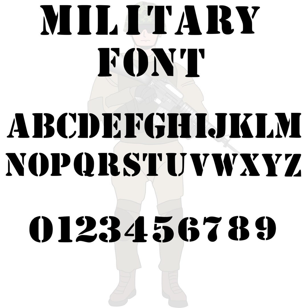 Army Stencil Font SVG, Stencil Font SVG, Stencil Alphabet, Army Font ...