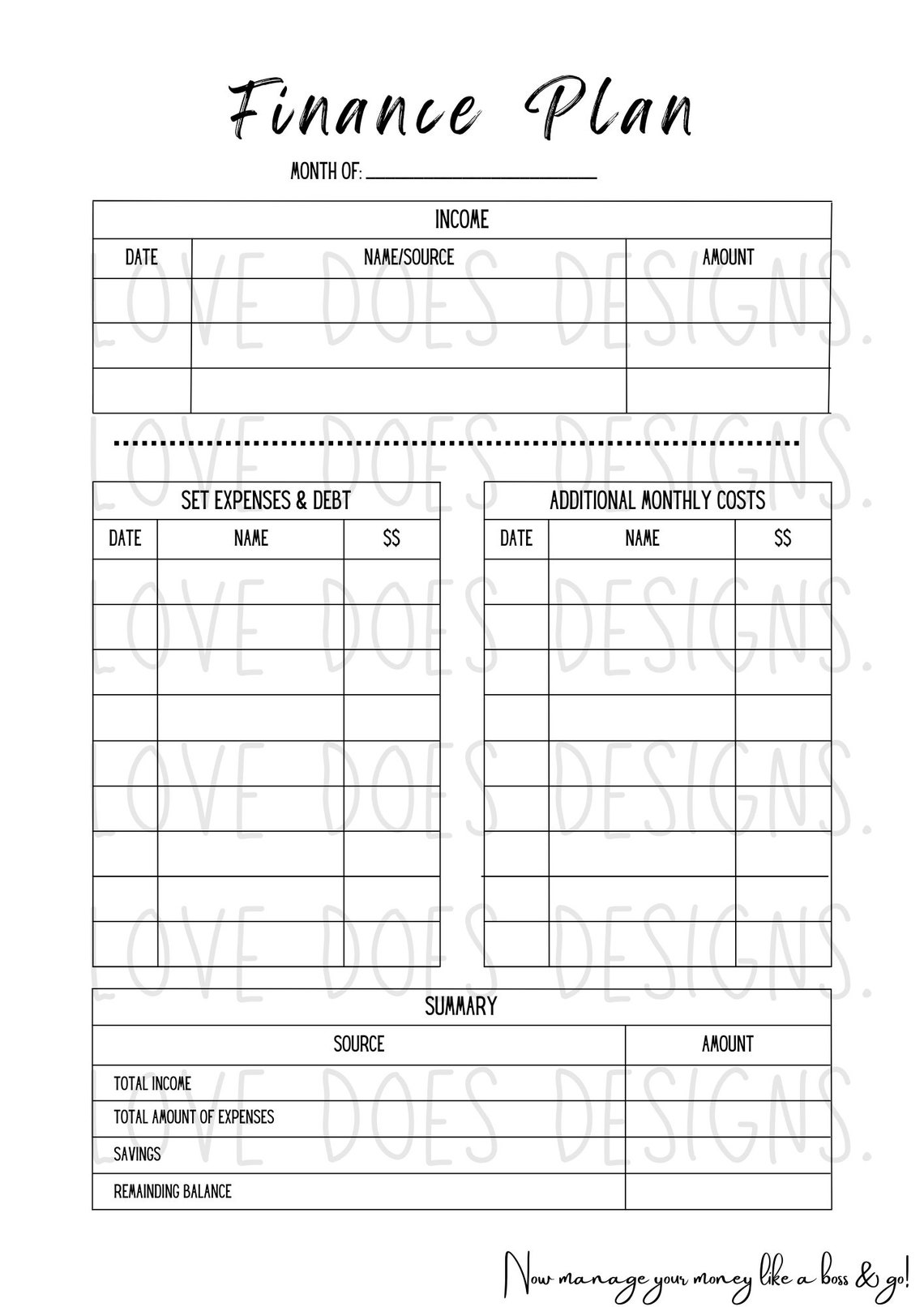 Monthly Budget Downloadable. PDF, PNG Download. Simple. Modern. Basic ...