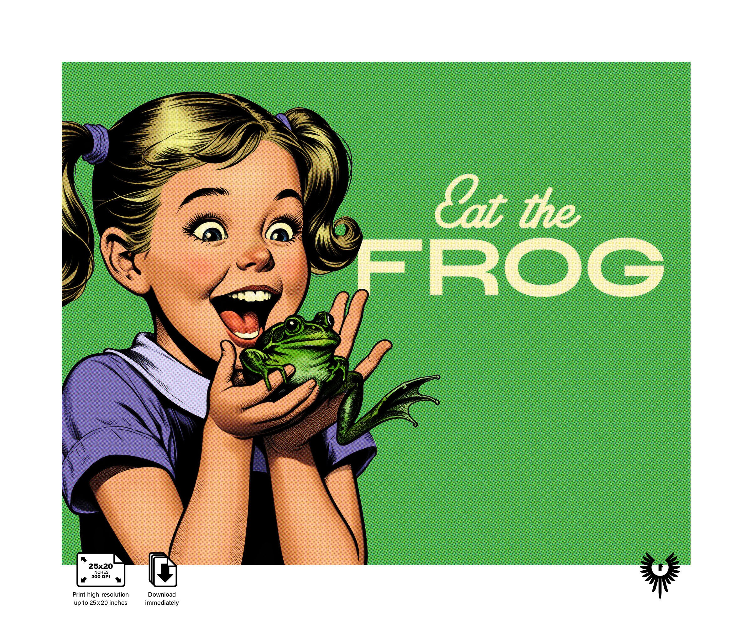 Eat the Frog Vintage Style Art - Etsy