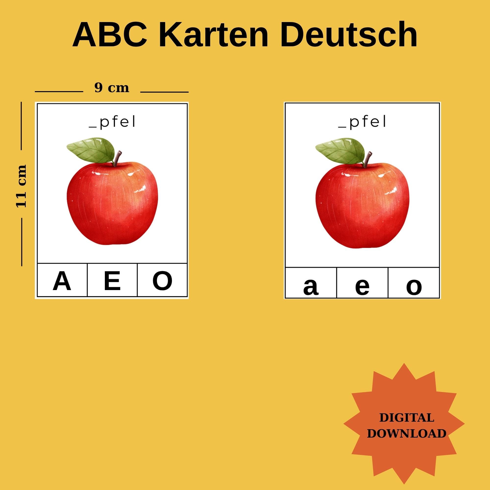 80 Flashcards for Children - Learn Letters With Pictures - German ...