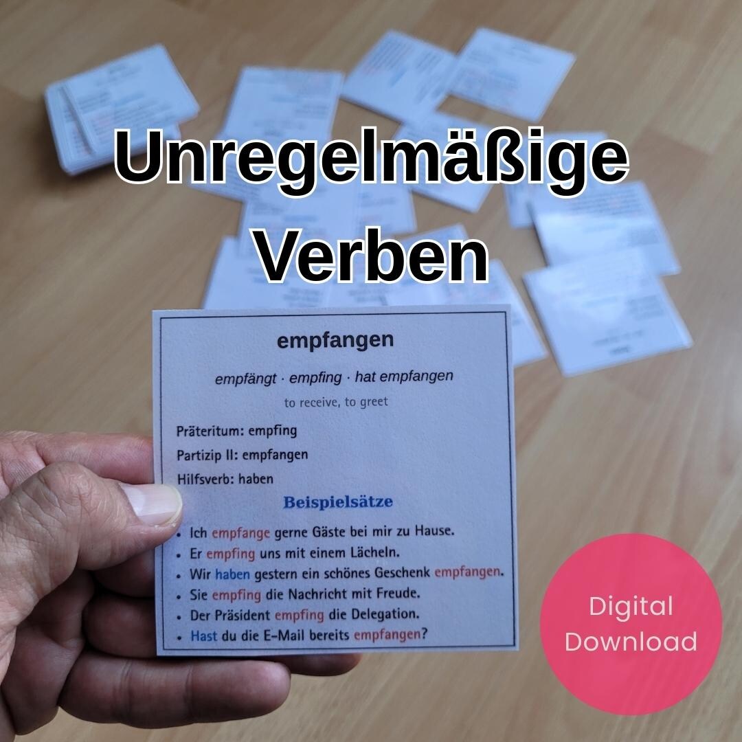 Irregular German Verbs – 176 PDF Flashcards With Example Sentences ...