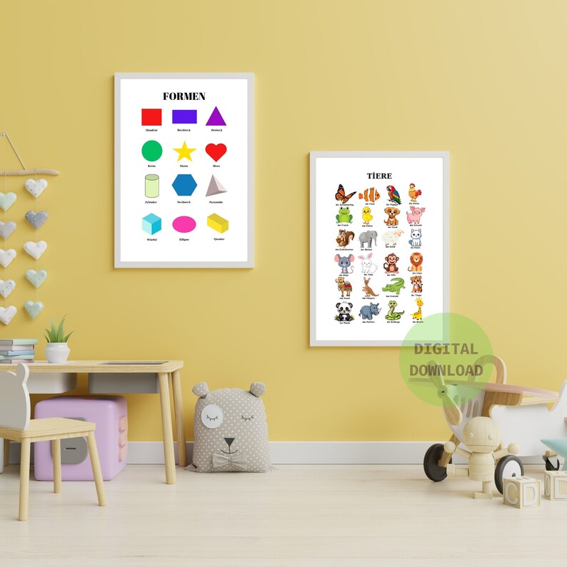 6 Learning Poster Set for Children, ABC and Numbers, Children's Room ...