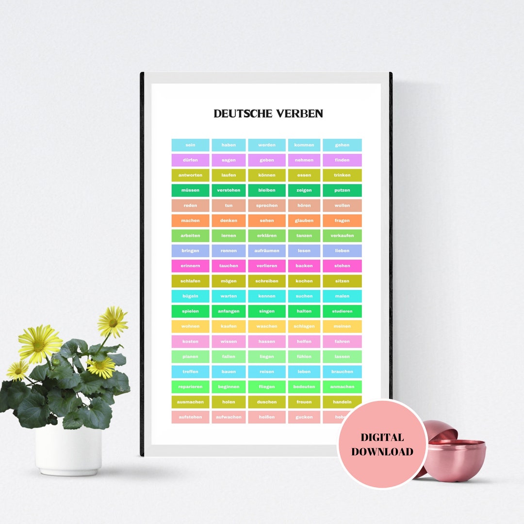 German Verbs Poster, Learn German, German Language, Learning Poster - Etsy
