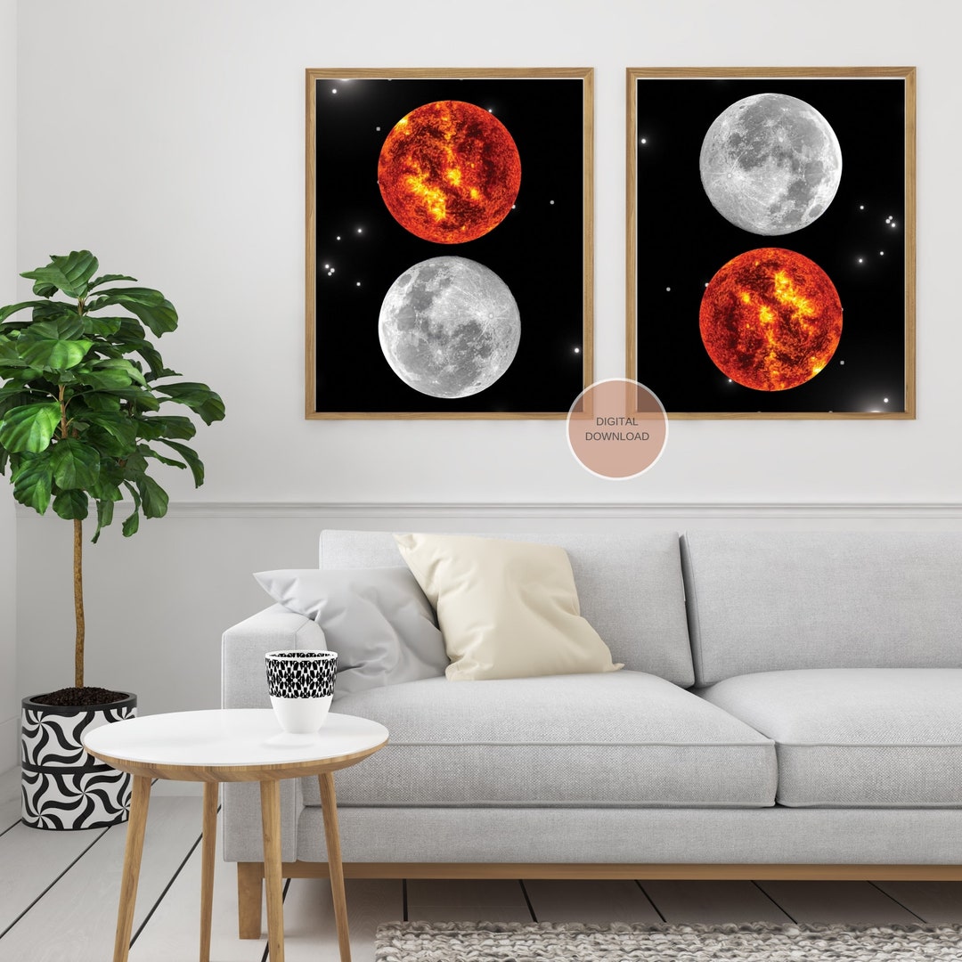 Sun and Moon Poster, Sun and Moon Poster, Wall Decor, Sun and Moon ...