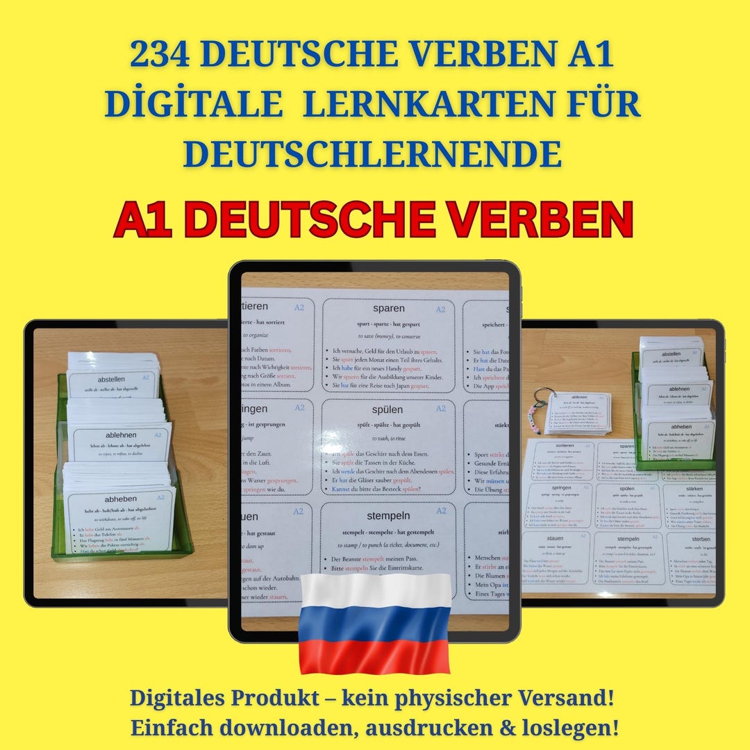 A1 German Verbs With Russian Explanations and Example Sentences - 234 ...