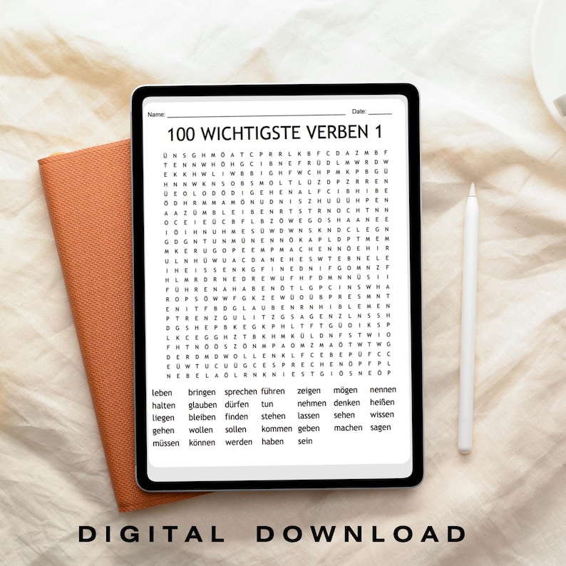100 Most Common German Verbs - Word Search, Scramble - Puzzle ...