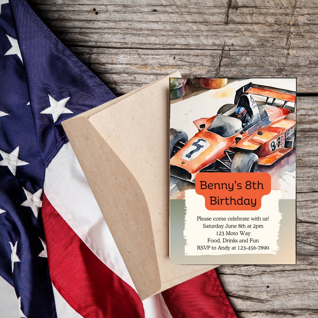 Race Car Birthday Invitation, Indy 500, Editable (digital Download) - Etsy