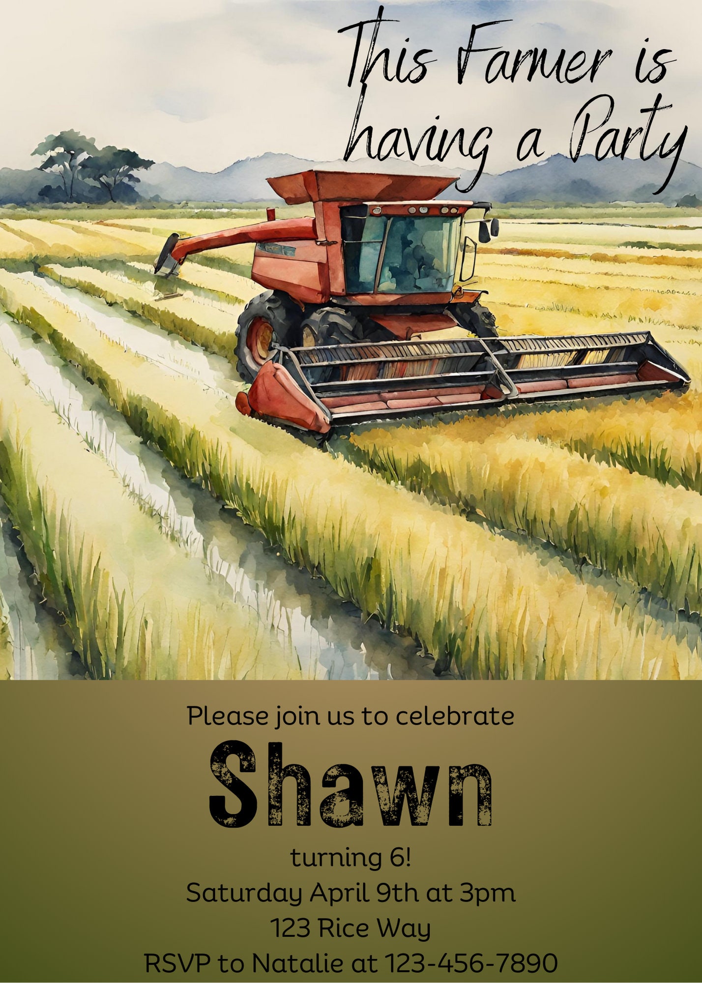 Farmer Birthday Invite, Farm, Red Harvester, Green Tractors, Rancher ...