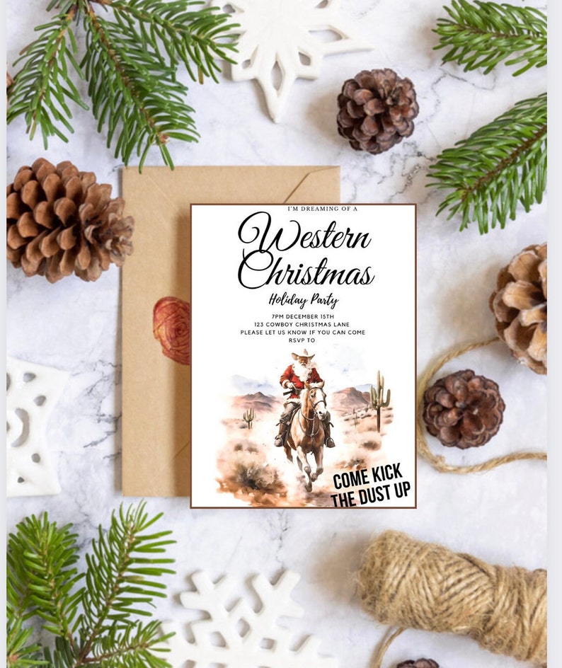 Cowboy Santa Western Christmas Invitation - Etsy