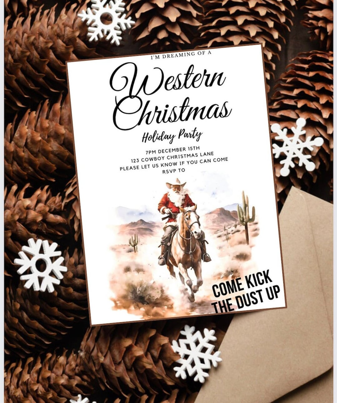 Cowboy Santa Western Christmas Invitation - Etsy