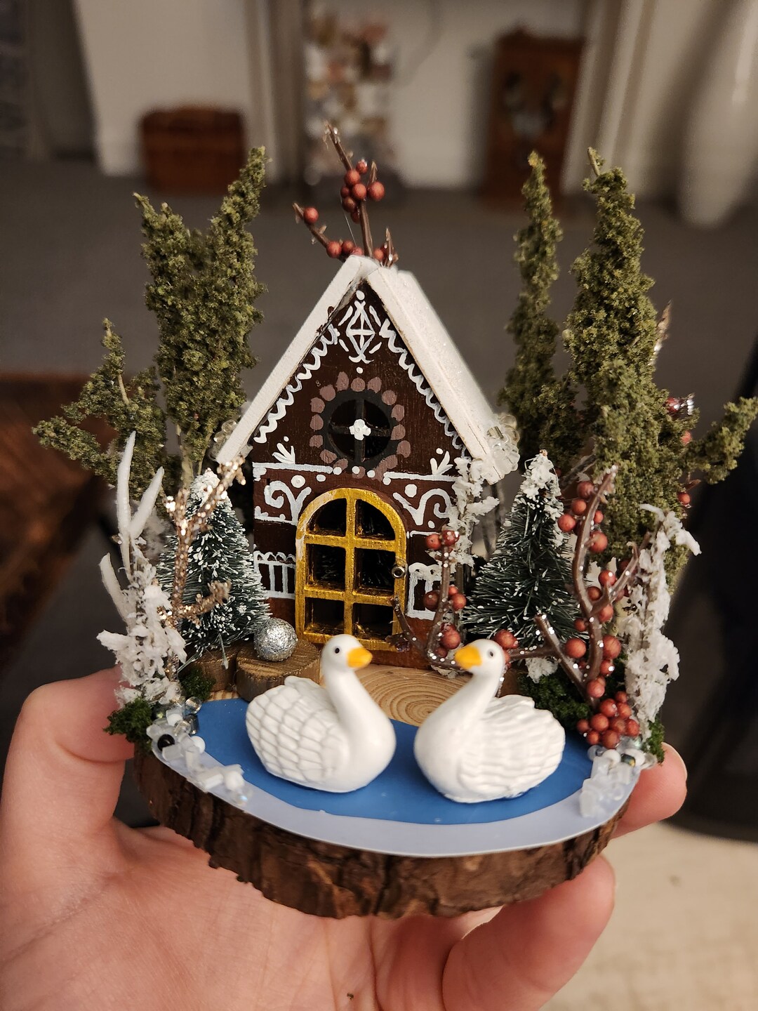Miniature Winter Scene | Winter Dollhouse With Swans | Mini Snow Scene ...