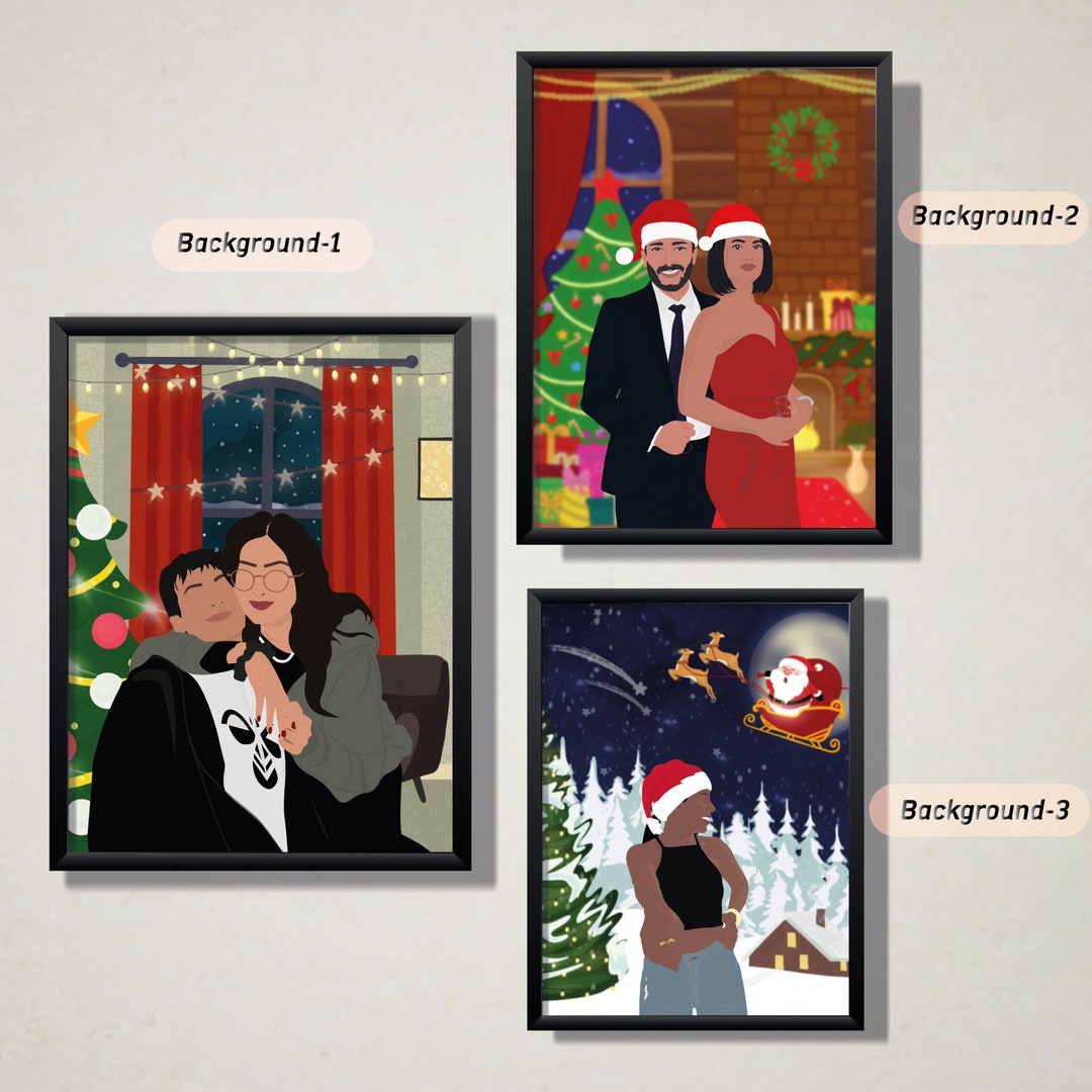 Christmas Gift, Christmas Background Portrait, Digital Family Portrait ...