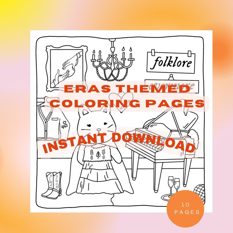 Taylor Swift - Eras Tour Coloring Pages - Instant Download PDF - Etsy