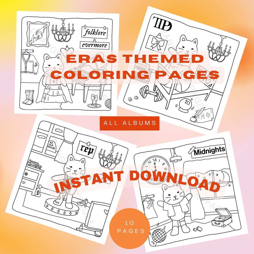 Taylor Swift - Eras Tour Coloring Pages - Instant Download PDF - Etsy