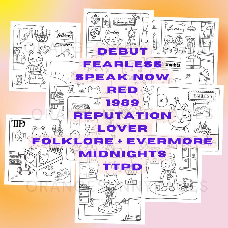 Taylor Swift - Eras Tour Coloring Pages - Instant Download PDF - Etsy