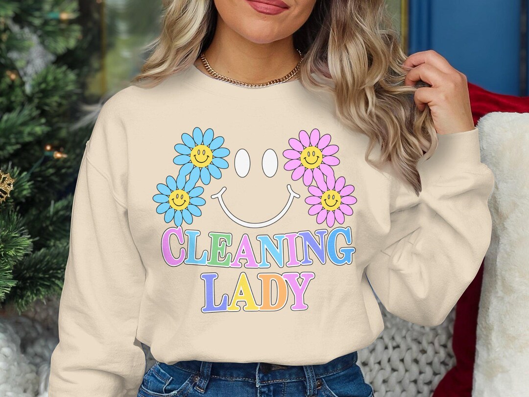 Cleaning Lady PNG, Funny Cleaning Lady Gift, Cute Flower Design, Happy ...