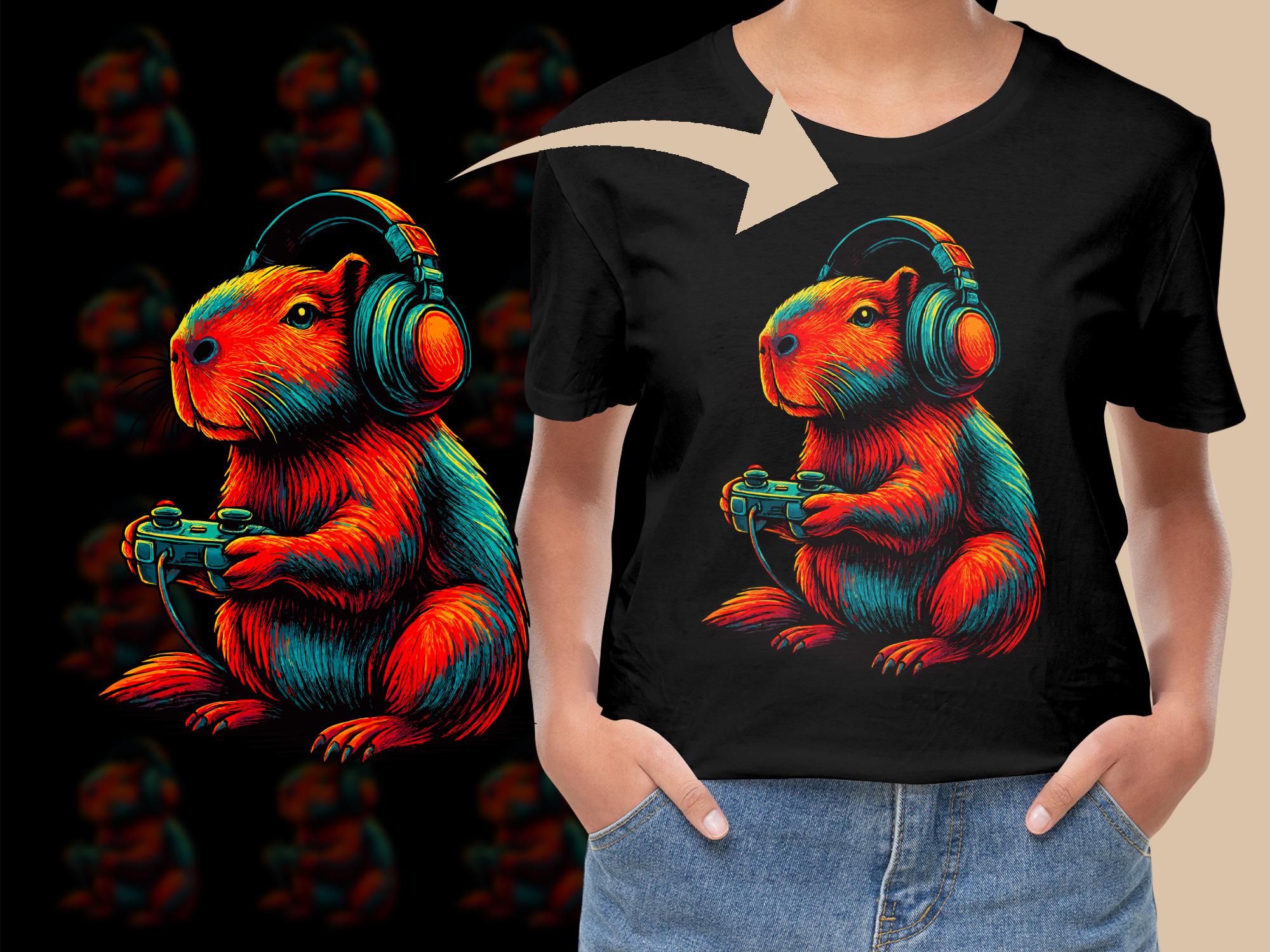 Capybara Gamer With Headphones, PNG, Digital Download, Funny Rodent Art ...