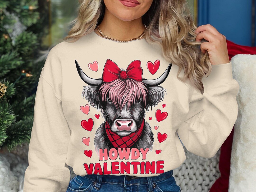 Cow Valentine PNG, Howdy Valentine Cute Cow With Hearts, Valentine's ...