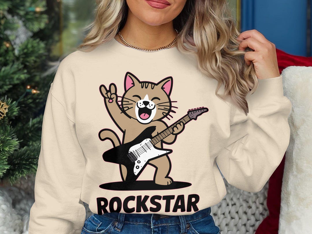 Cute Cat Playing Guitar PNG, Rockstar Cat Clipart, Music Lover Digital ...