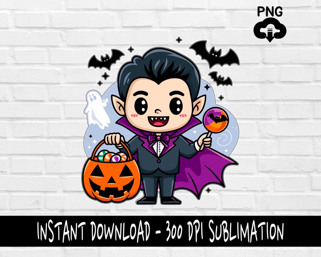 Cute Vampire PNG, Halloween Vampire PNG for Shirt, Tumbler, Mugs and ...