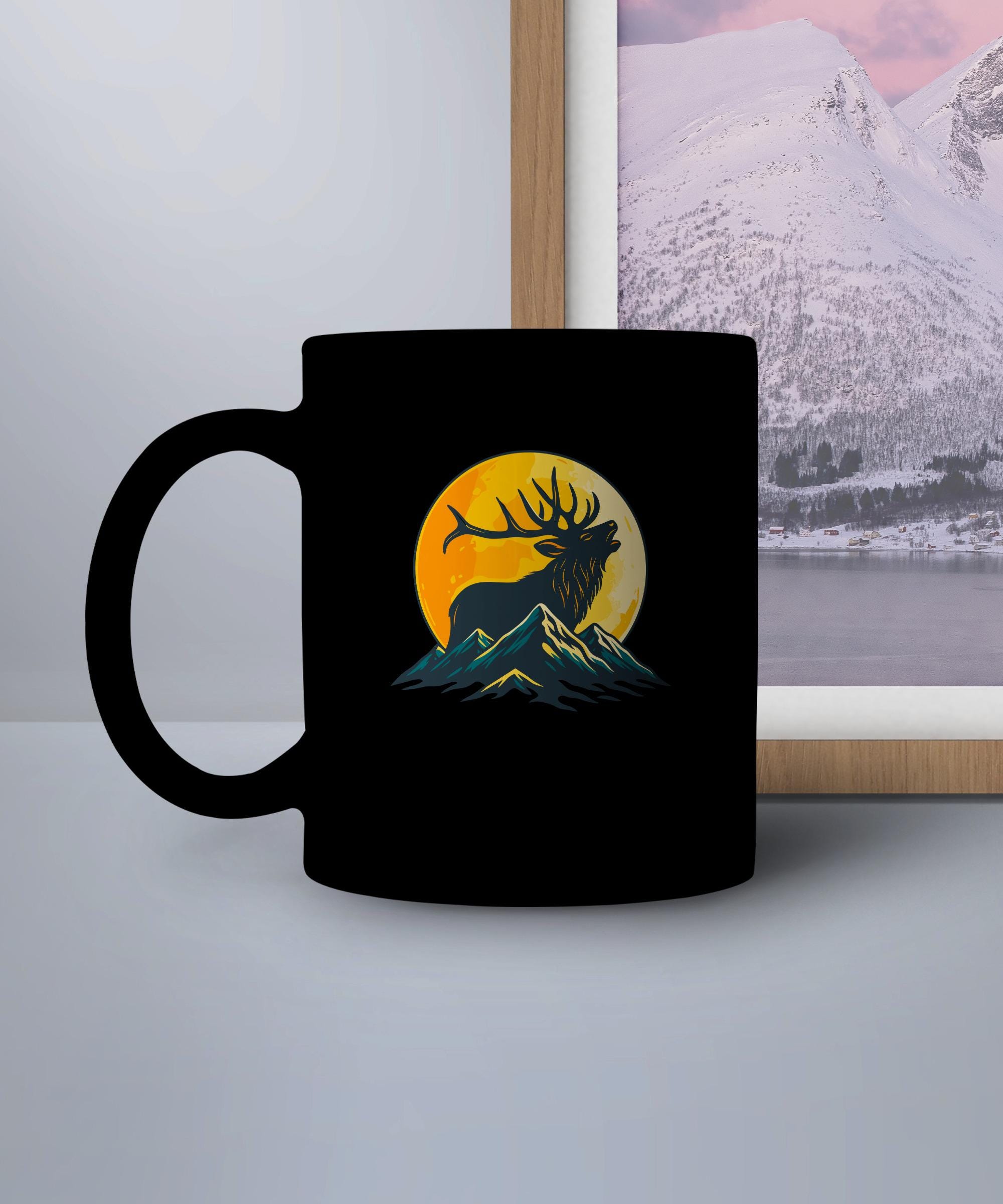 Elk Roaring Over Mountains PNG, Antler Silhouette Clipart, Forest ...