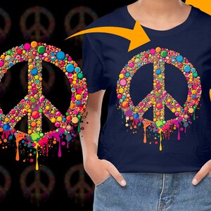Peace Sign PNG, Colorful Bubble Art, Psychedelic Digital Print, Groovy ...