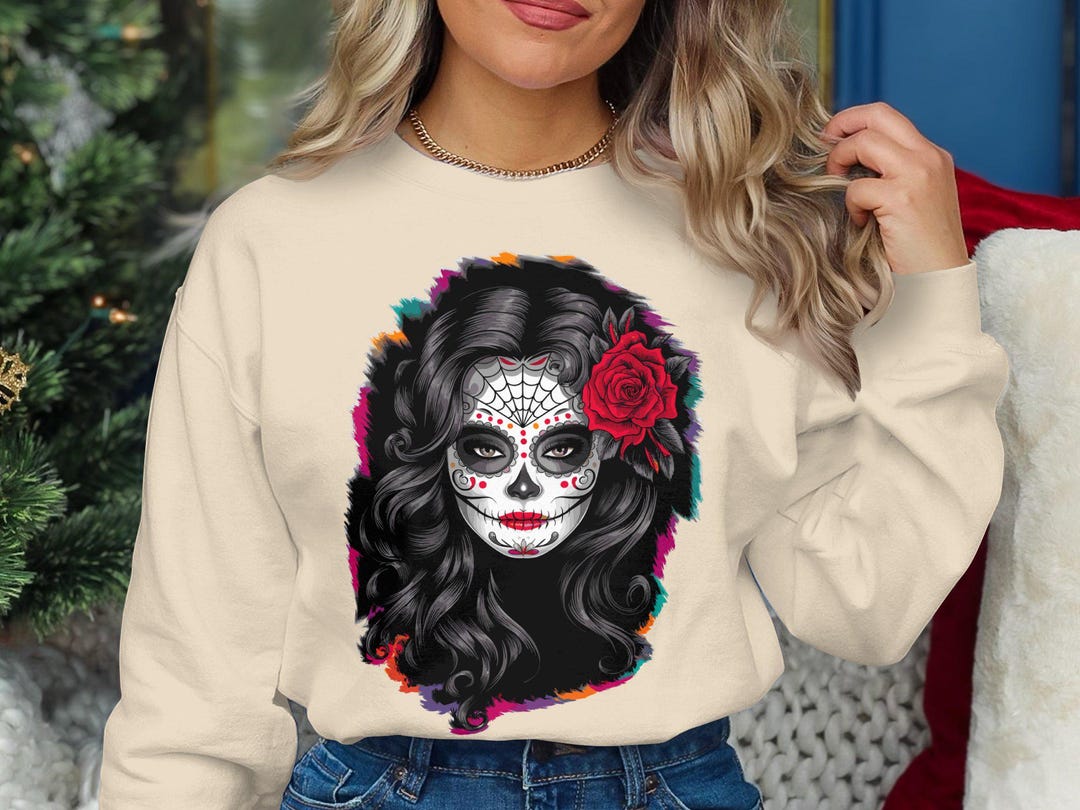 Sugar Skull Woman PNG, Day of the Dead Art Print, Dia De Los Muertos ...