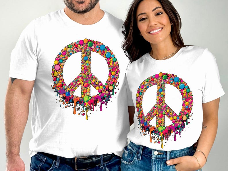 Peace Sign PNG, Colorful Bubble Art, Psychedelic Digital Print, Groovy ...