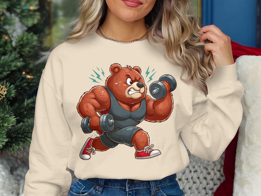 Strong Bear PNG, Gym Bear Clipart, Fitness Bear Illustration, Workout ...