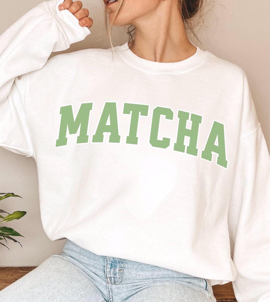 Matcha Varsity Unisex Crewneck Sweatshirt Vintage Oversized Sweatshirt ...