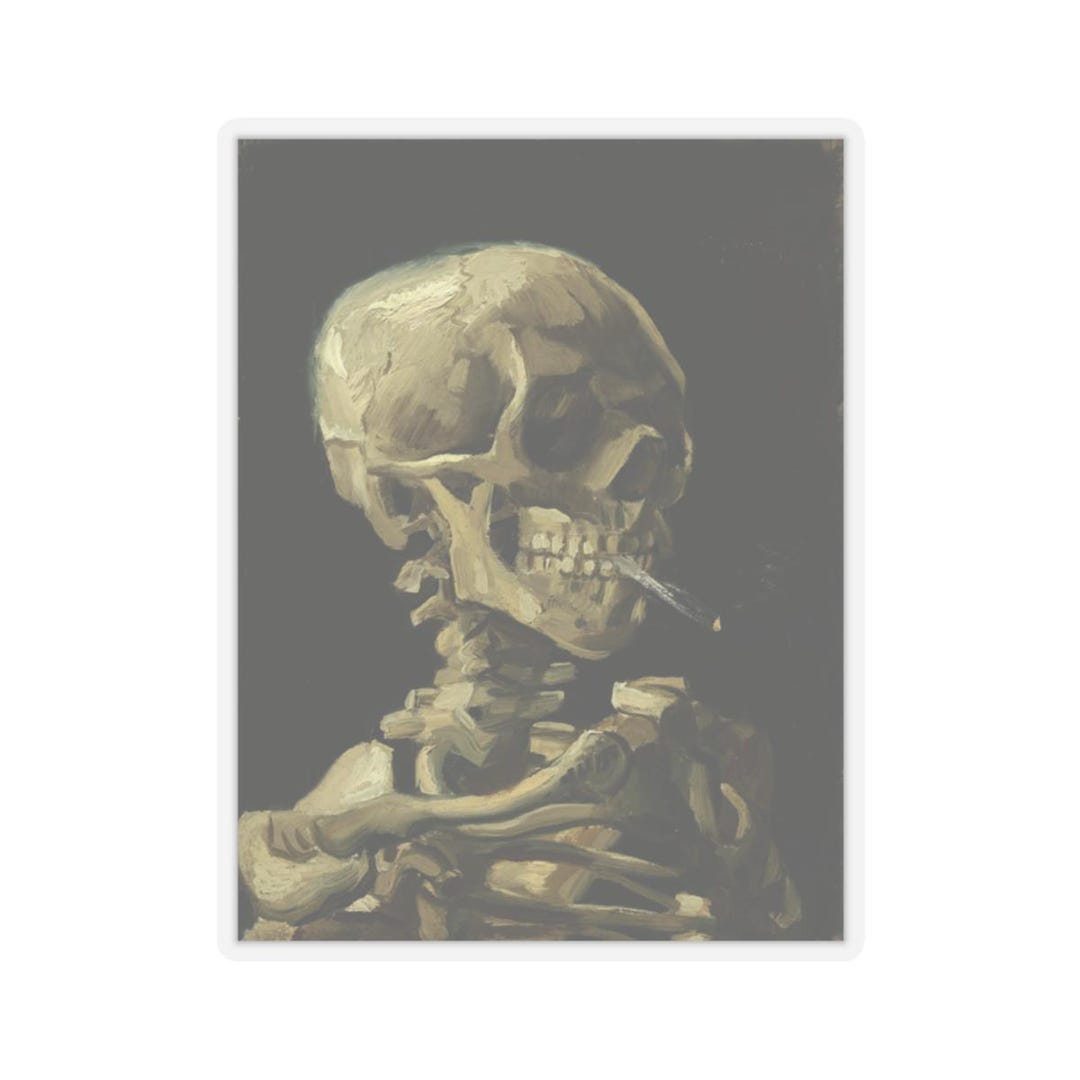 Van Gogh Skeleton With Cigarette Sticker Realism Art Sticker Gothic ...