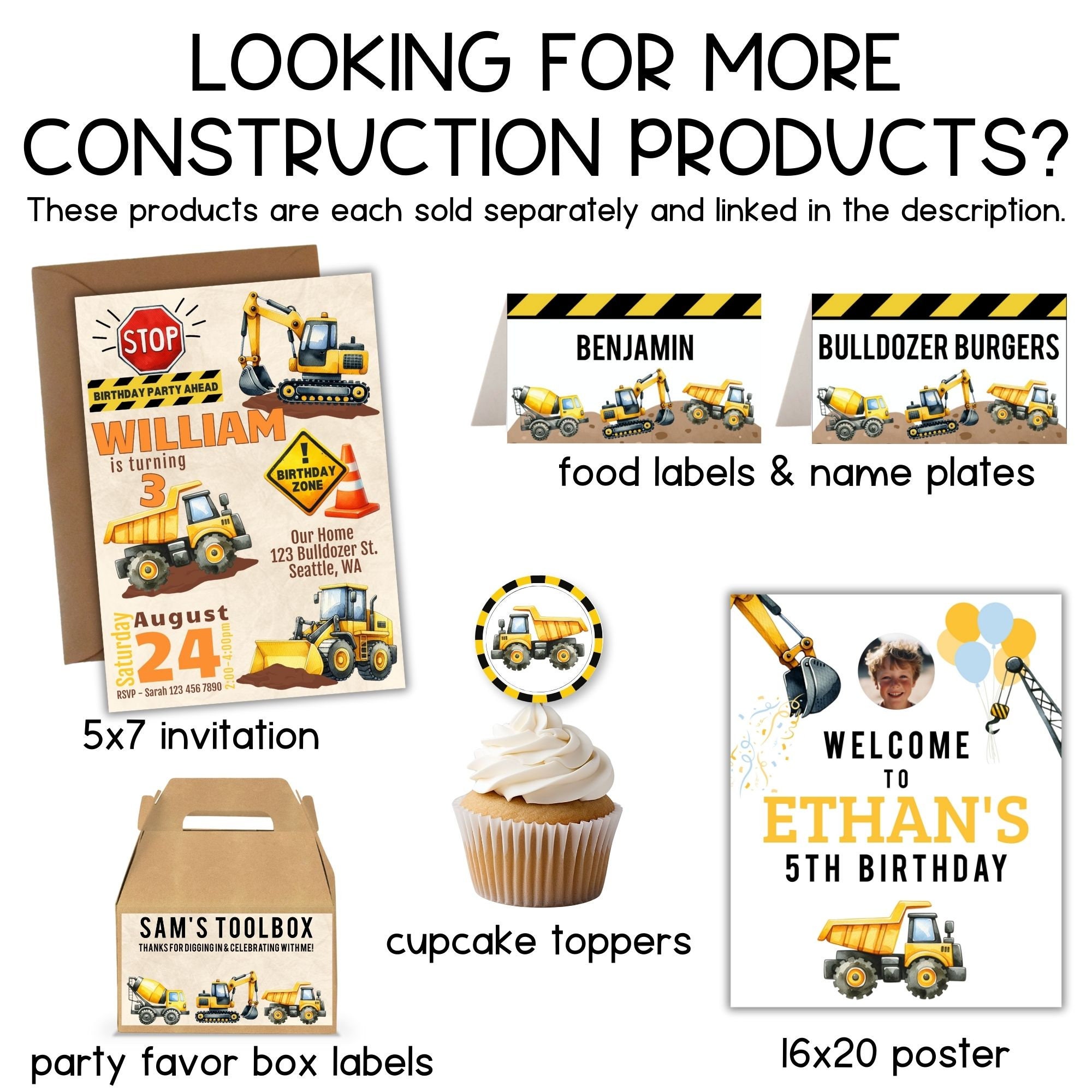 Construction Birthday Cupcake Toppers, Dump Truck Cookie Printable ...
