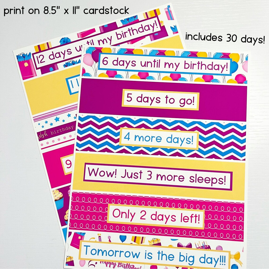 Birthday Countdown Chain: DIY Printable 30-day Calendar (digital ...