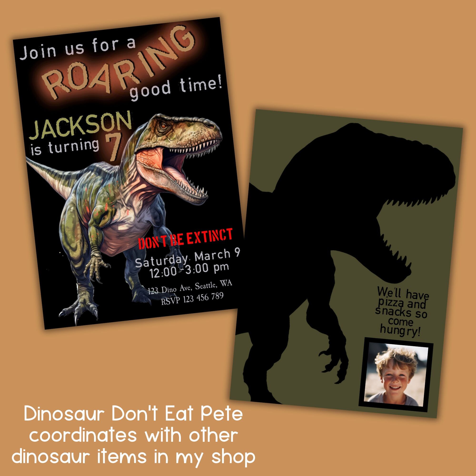 Dinosaur Don't Eat Pete Printable Birthday Party Game, Fun Fast Play ...