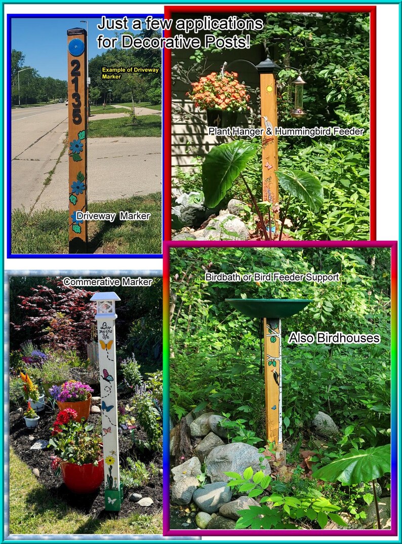 Custom Cedar or Treated Post With Heron & Wetland Flower Design - Etsy