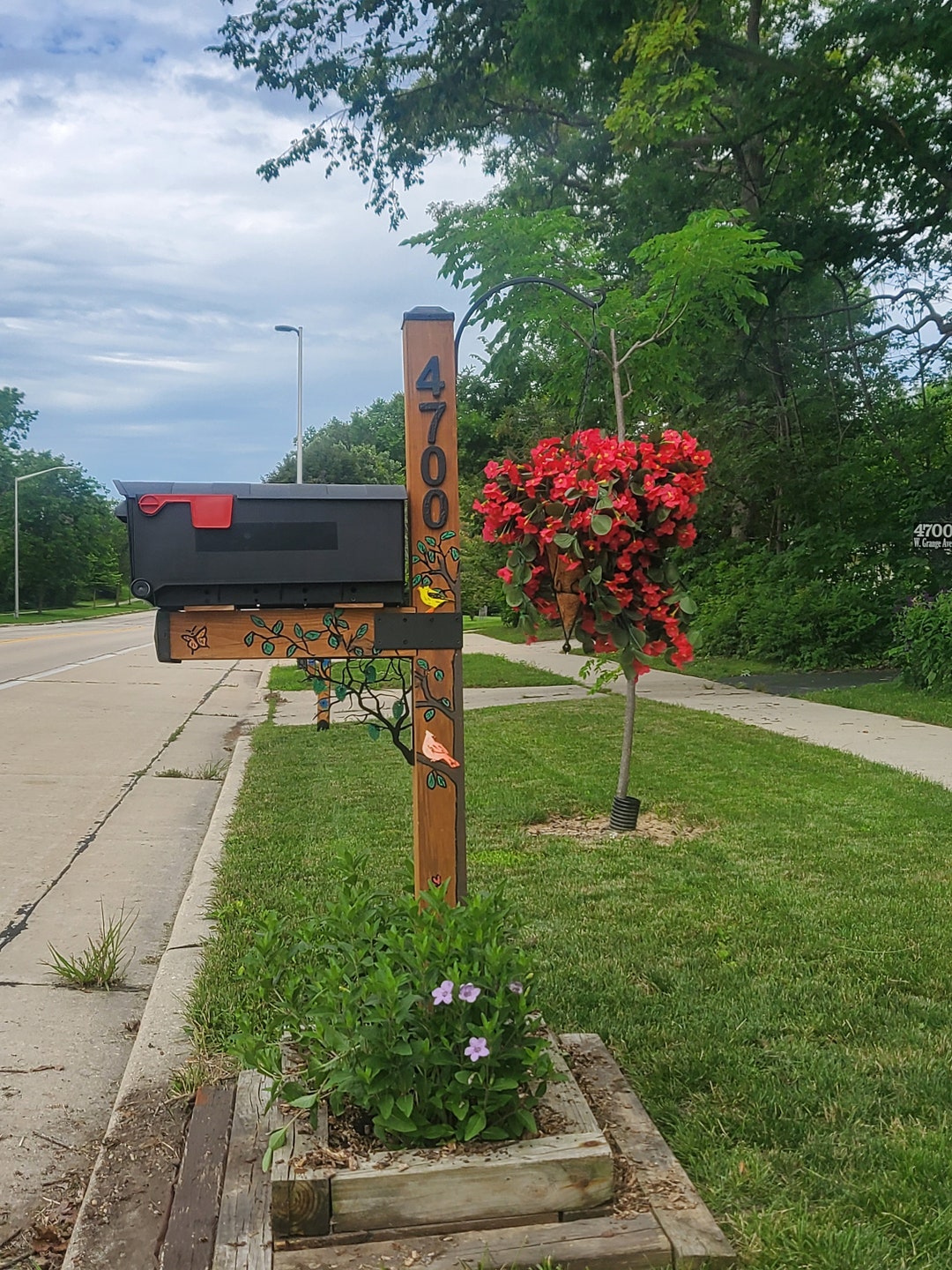 Custom Cedar=tone Mailbox Post With Tree & Birds Design - Etsy