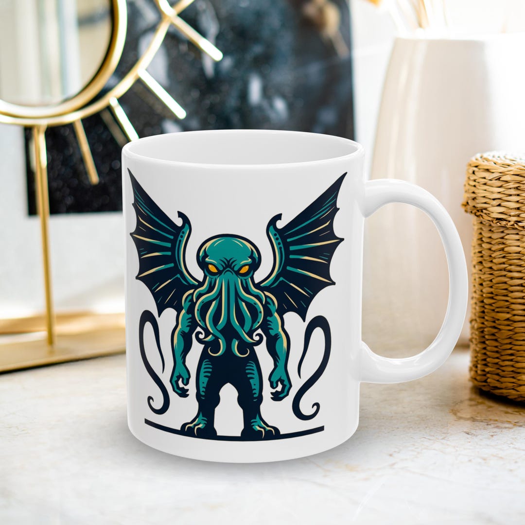 Cthulhu Mug Mythical Lovecraftian Creature Illustration, Gothic Horror ...