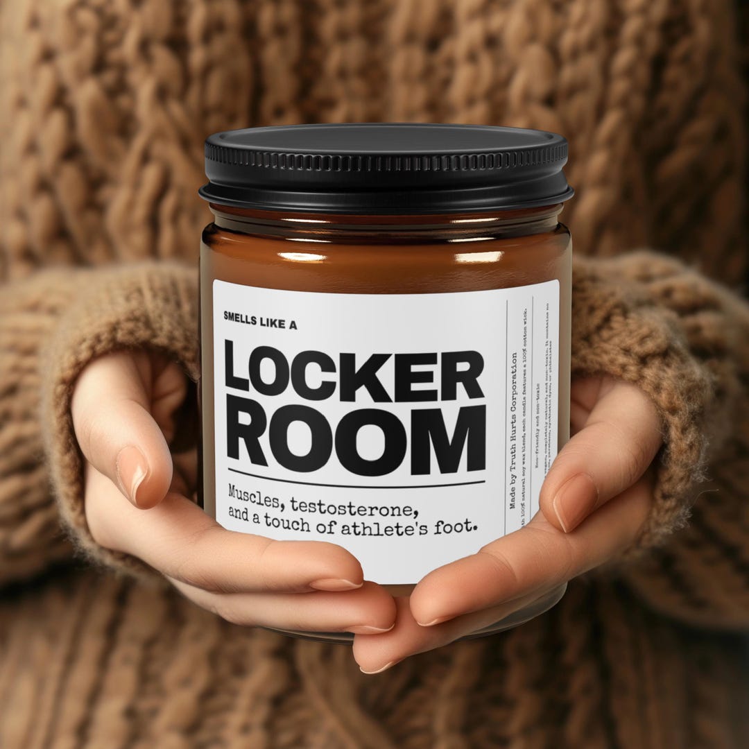 Smells Like A Locker Room Funny Gym Candle, Gag Gift for Exercise ...