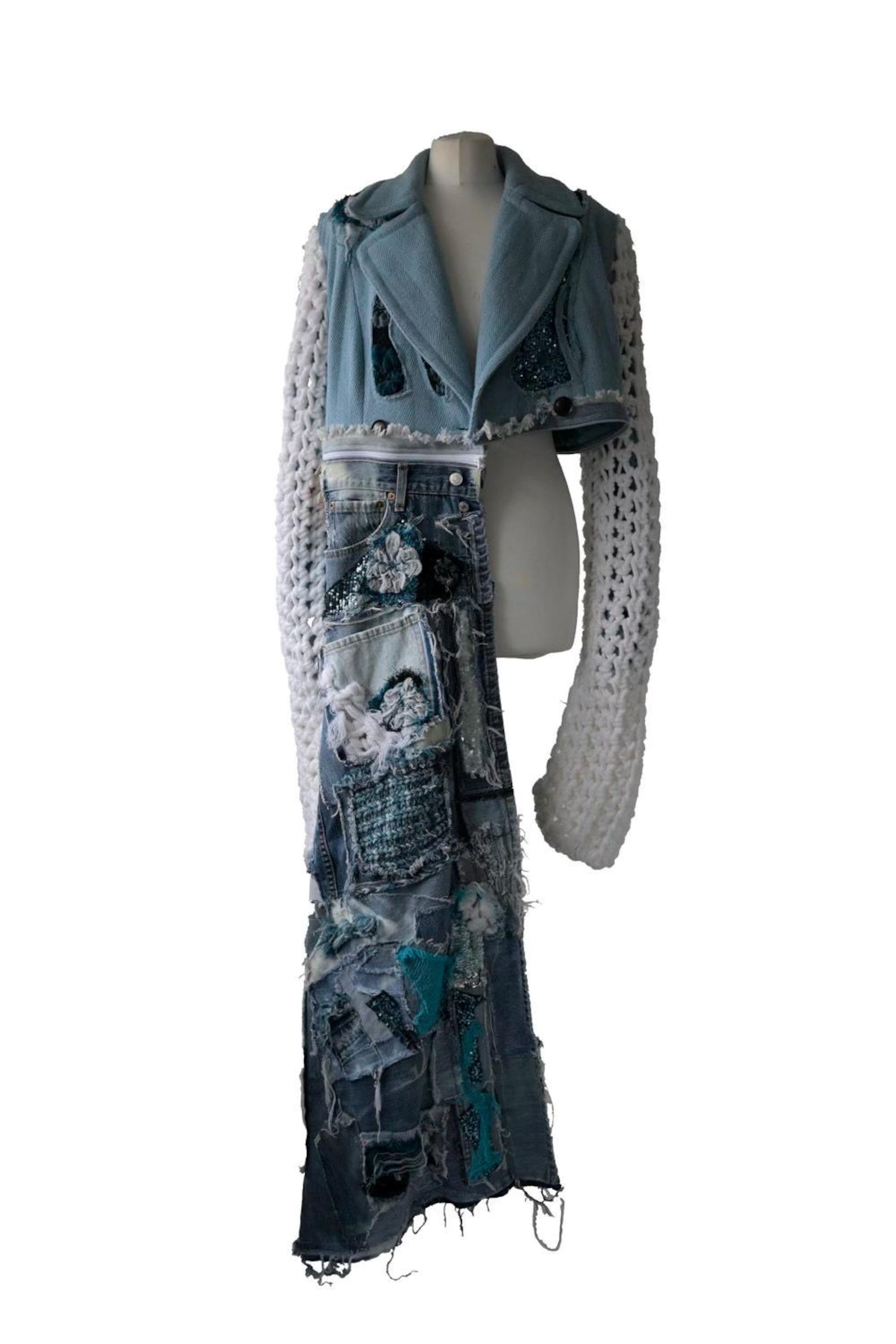 Upcycled Detachable Patchwork Denim Coat - Etsy