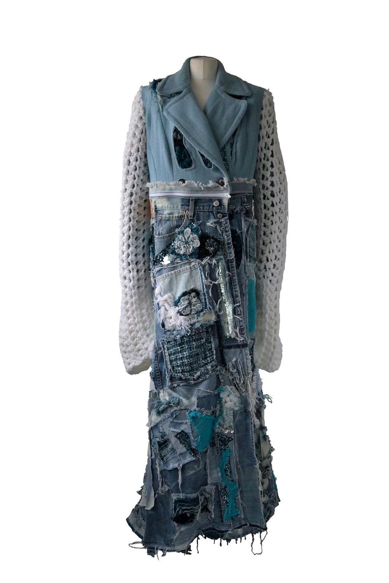 Upcycled Detachable Patchwork Denim Coat - Etsy