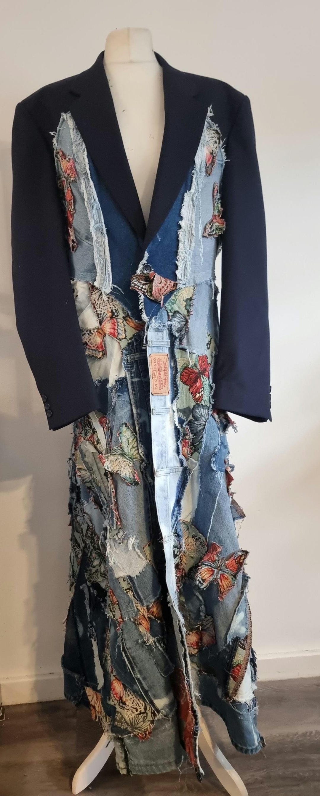 Upcycled Blazer Denim Coat - Etsy