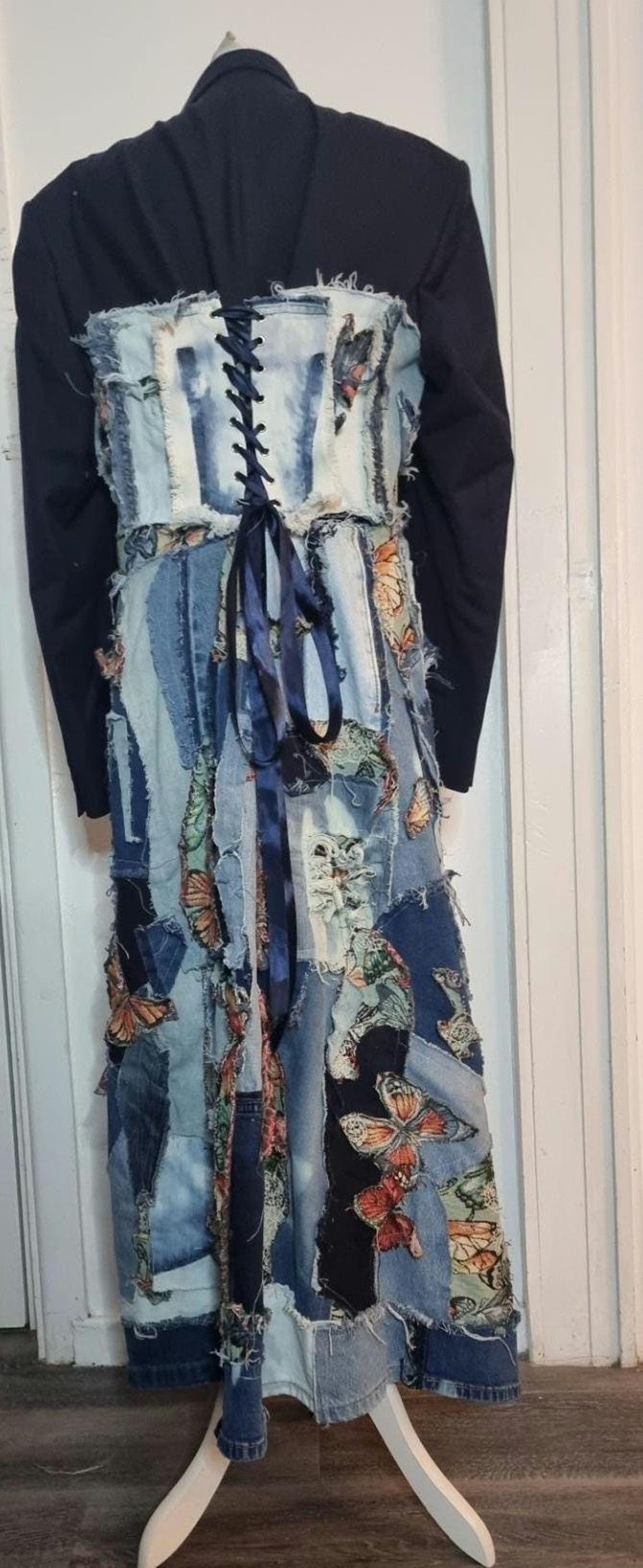 Upcycled Blazer Denim Coat - Etsy