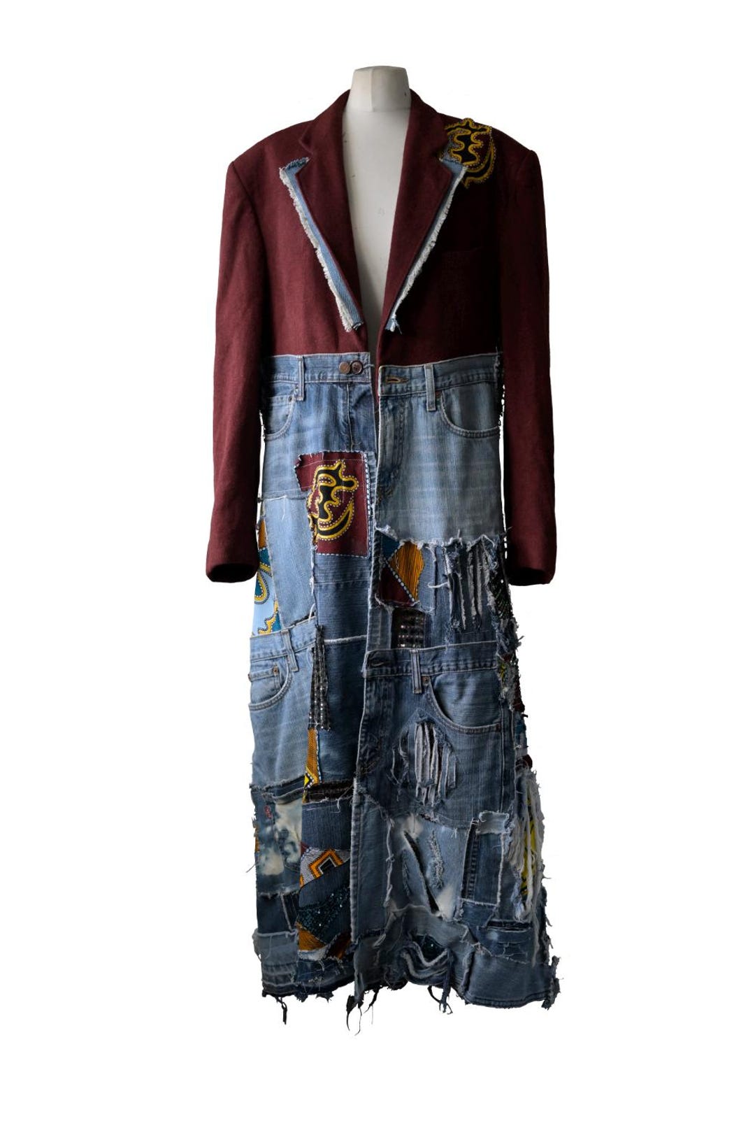 Upcycled Detachable Patchwork Denim Coat - Etsy