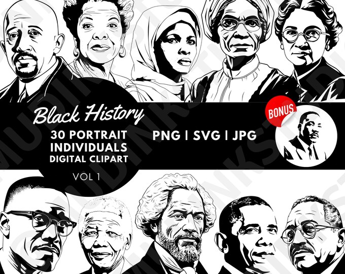 Black Historical Figures, Clipart, Includes 15+ Famous Black Historical ...