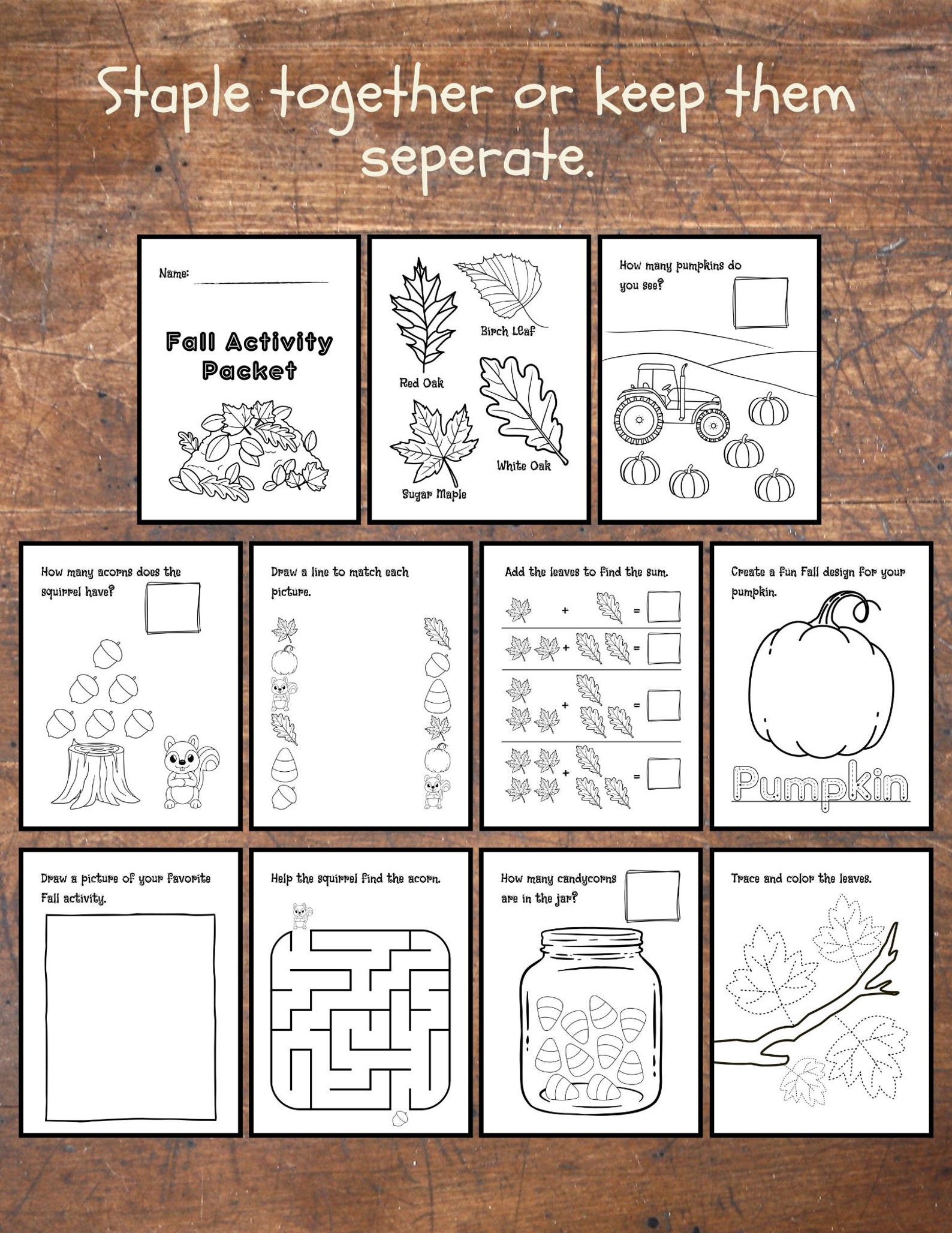 Fall Activity Worksheets: Prek-kindergarten Learning, Coloring Pages ...